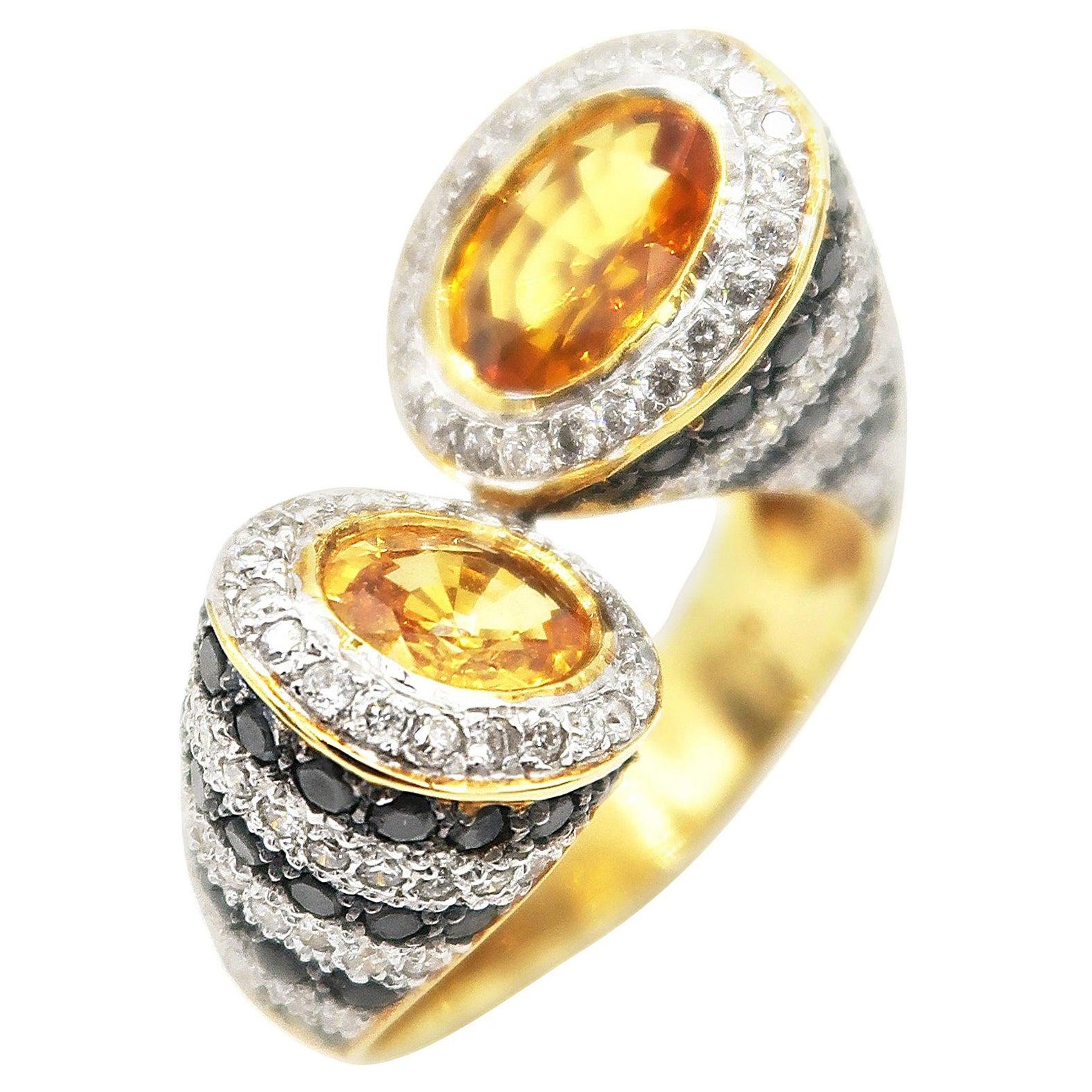 Sapphire Diamond Bypass Ring at 1stDibs