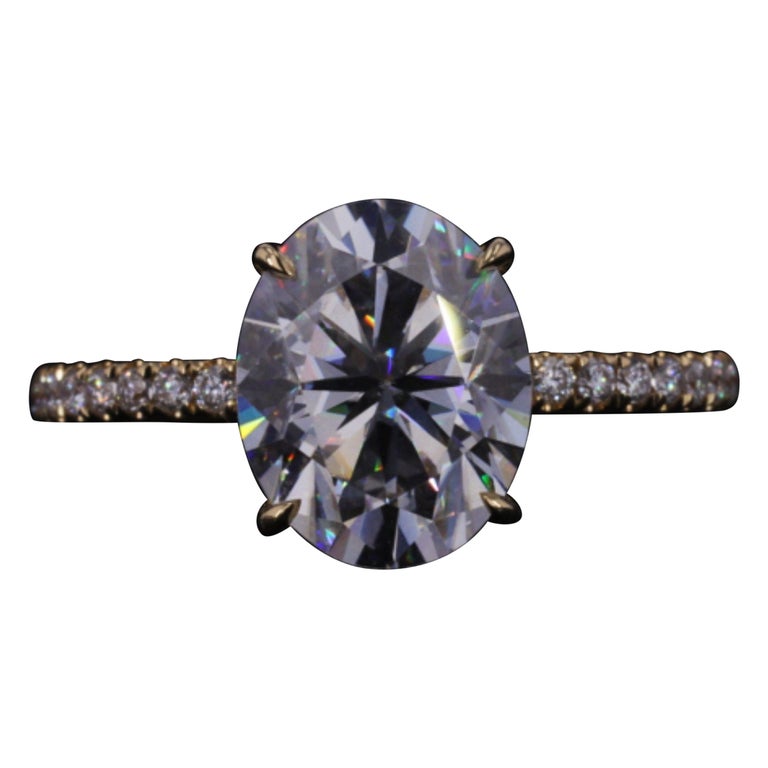 Customizable Oval Cut Diamonds Engagement Ring Grey Diamonds Unique ...