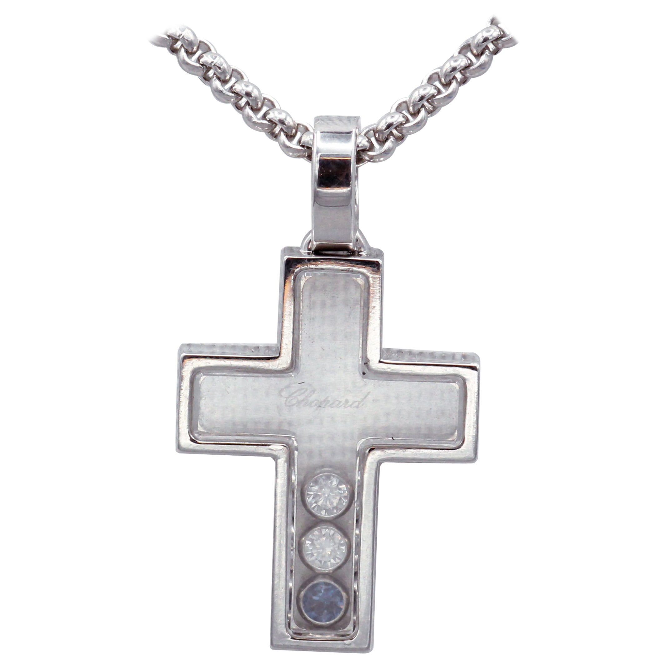 CHOPARD Happy Diamond Extra Large Diamond White Gold Cross Pendant at ...