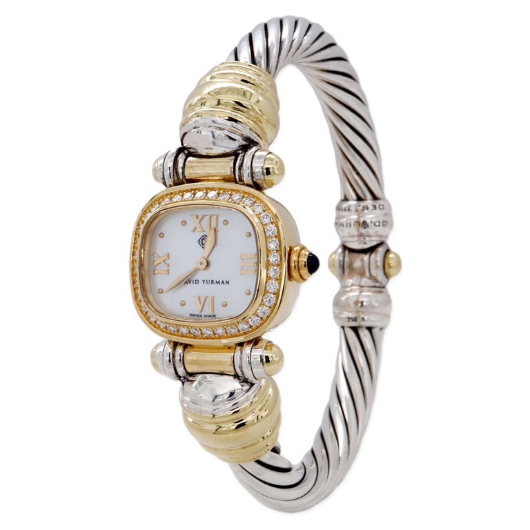Vintage David Yurman Ladies 18K Yellow Gold Sterling Silver Diamond ...