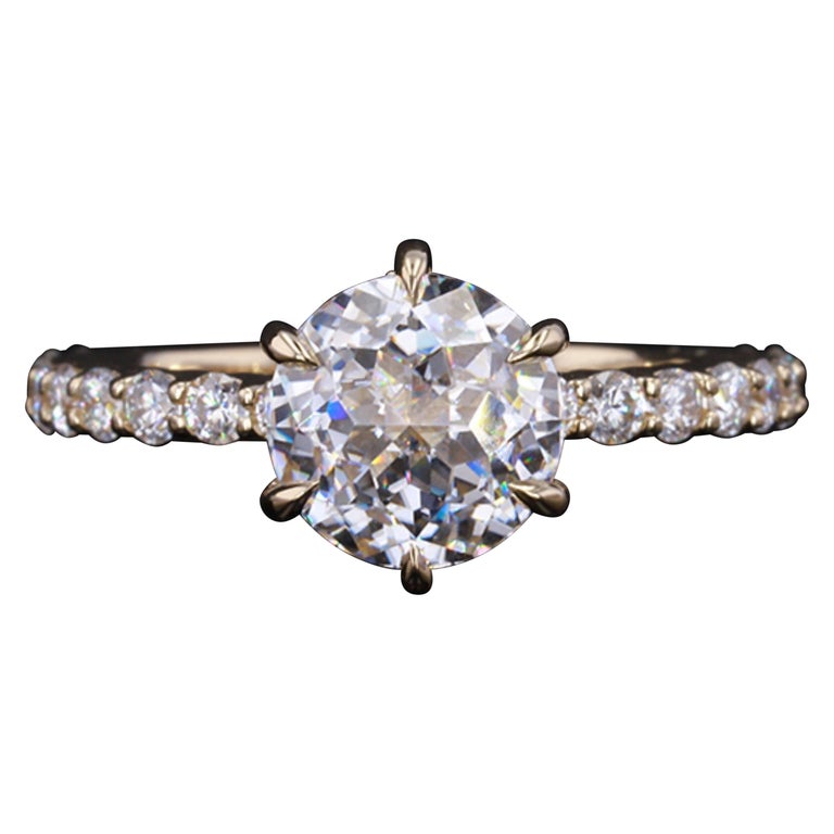 Customizable 18K Gold Vintage Round Cut Diamonds Engagement Wedding ...