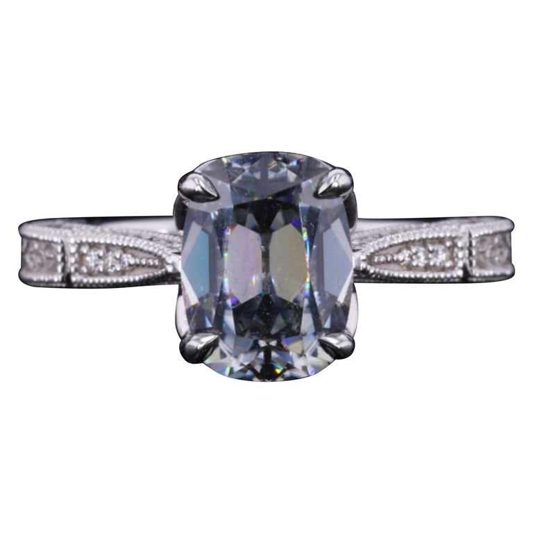 Customizable 18K Blue Gold Grey Diamonds Engagement Wedding Ring 10mm ...