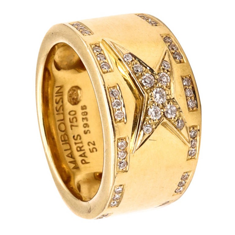 Mauboussin Paris Etoile Divine Band Ring In 18kt Yellow Gold Vs Round