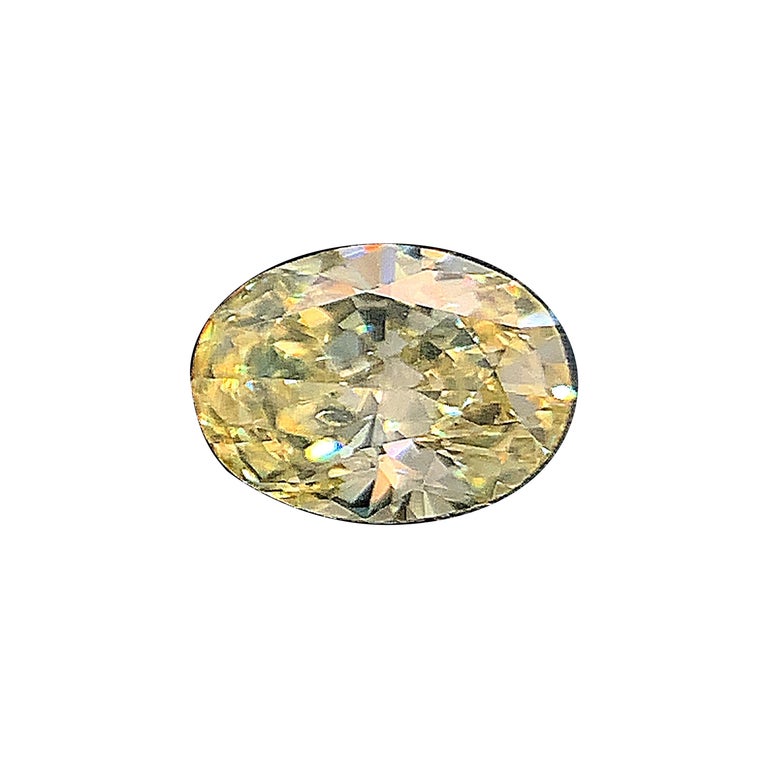 GIA Certificated Natural Fancy Light Yellow Diamond Oval Brilliant, 0 ...