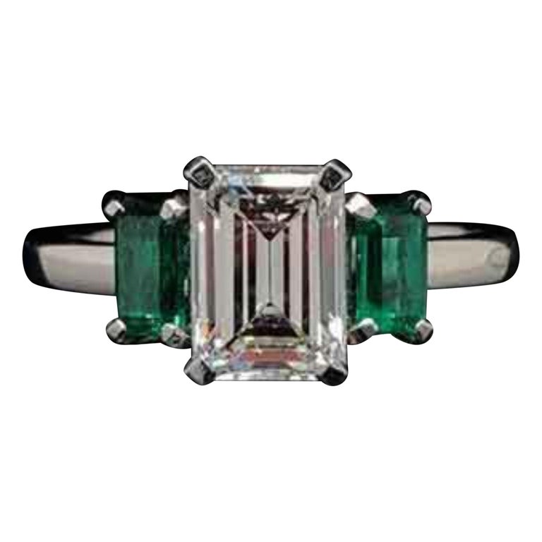 Customizable Vintage Emerald Cut Diamonds Engagement Ring, Bridal ...