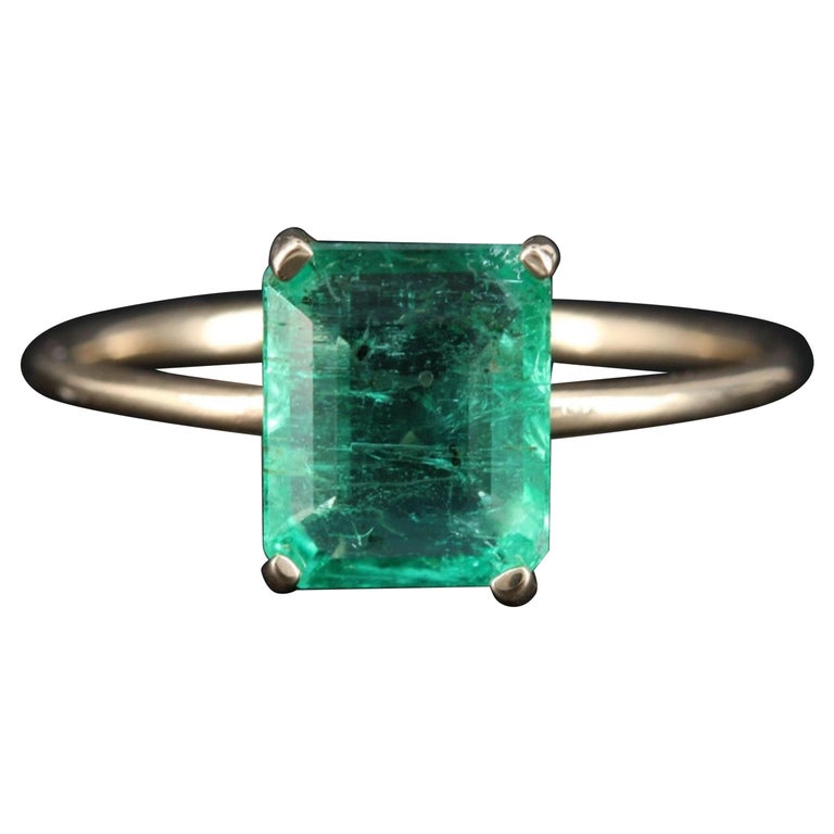 Customizable Minimalist Emerald Engagement Ring, 18K Gold Emerald ...