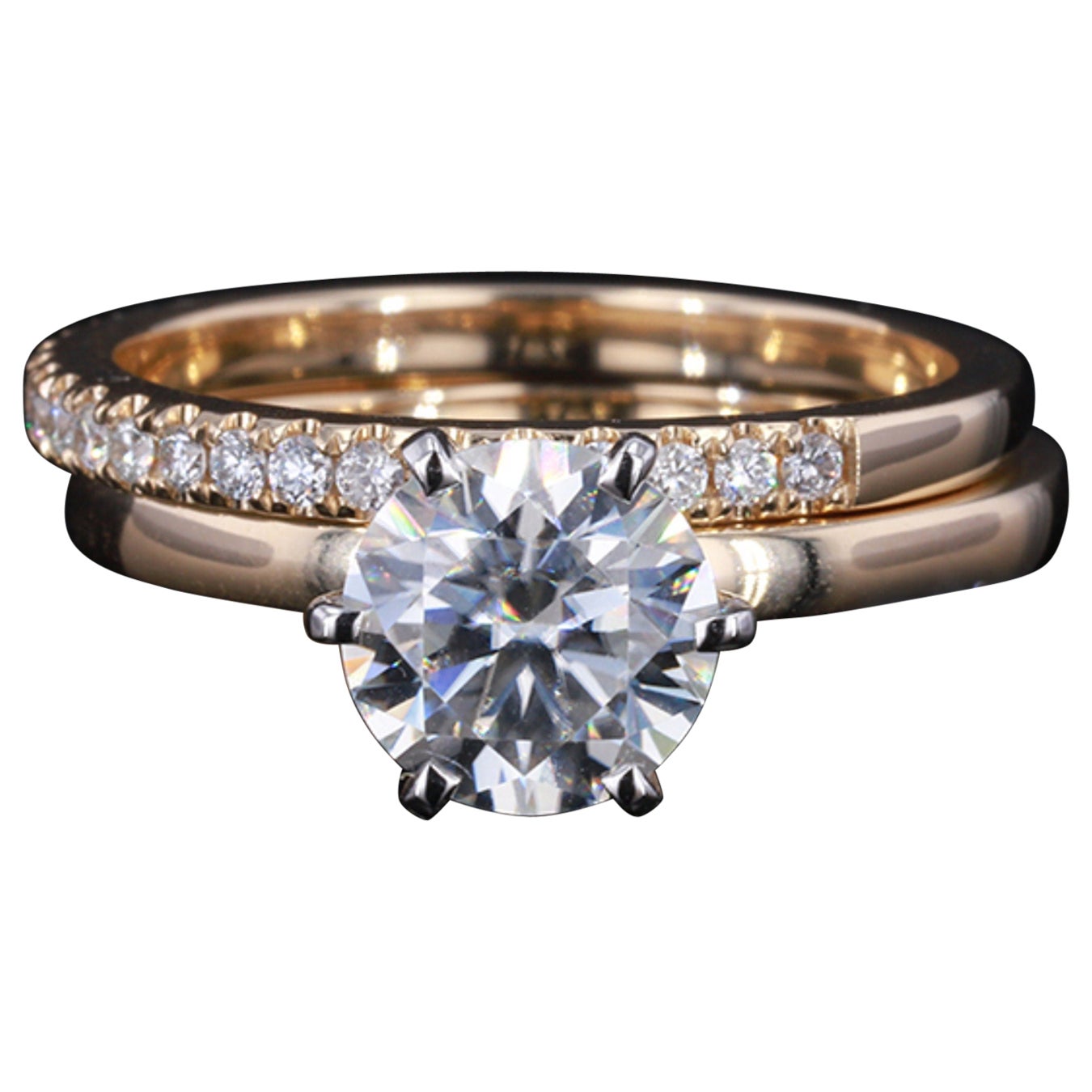 Customizable 18K Yellow Gold Round Cut 8mm Diamonds Bridal Wedding Ring ...