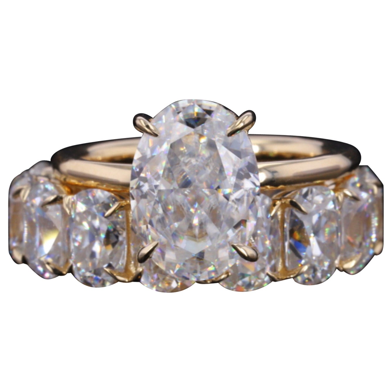 Customizable 18k Yellow Gold Oval Cut Diamonds Bridal Wedding Ring Set ...