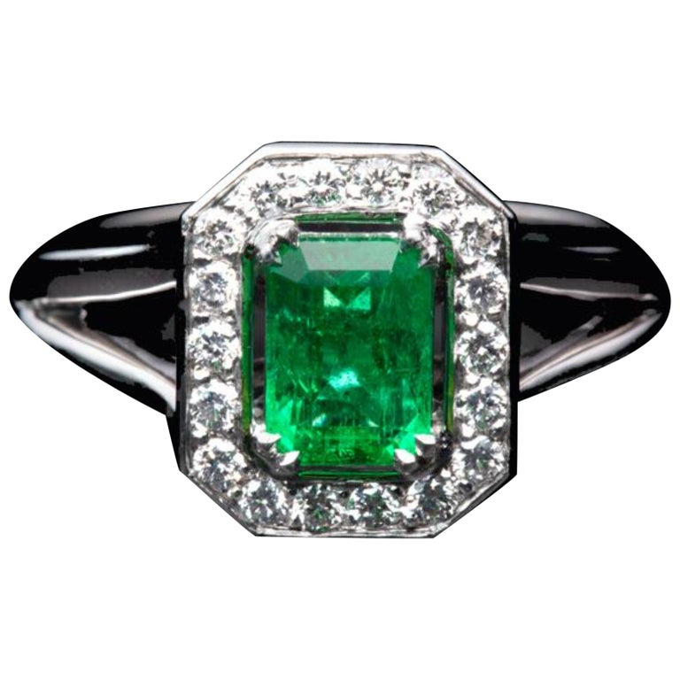 Customizable Natural Emerald Statement Ring, Vintage Emerald Wedding ...