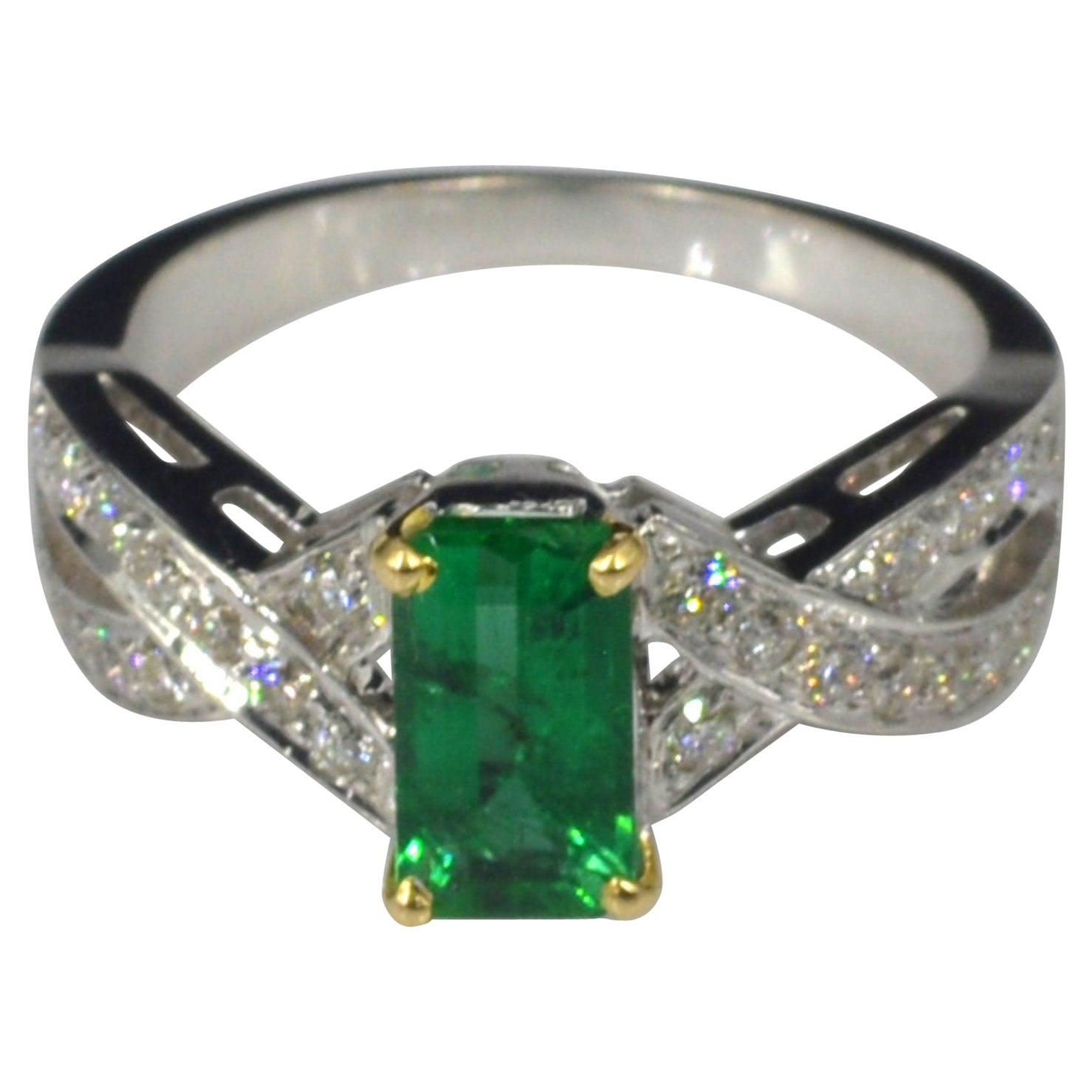 Customizable Emerald Cut Engagement Ring, Art Deco Emerald Statement Ring For Sale at 1stDibs