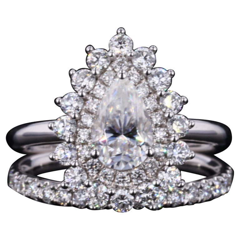 Customizable Vintage Diamonds Wedding Ring Set, Victorian Engagement ...