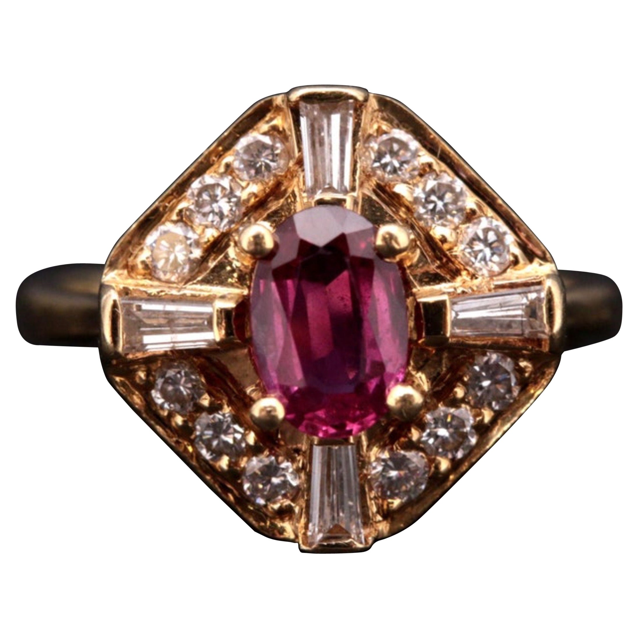 Customizable 18K Gold Ruby Wedding Ring, Natural Ruby Statement Ring ...
