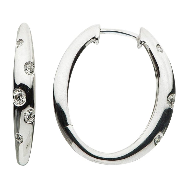 Scatter Diamond Hoop Earrings For Sale at 1stDibs