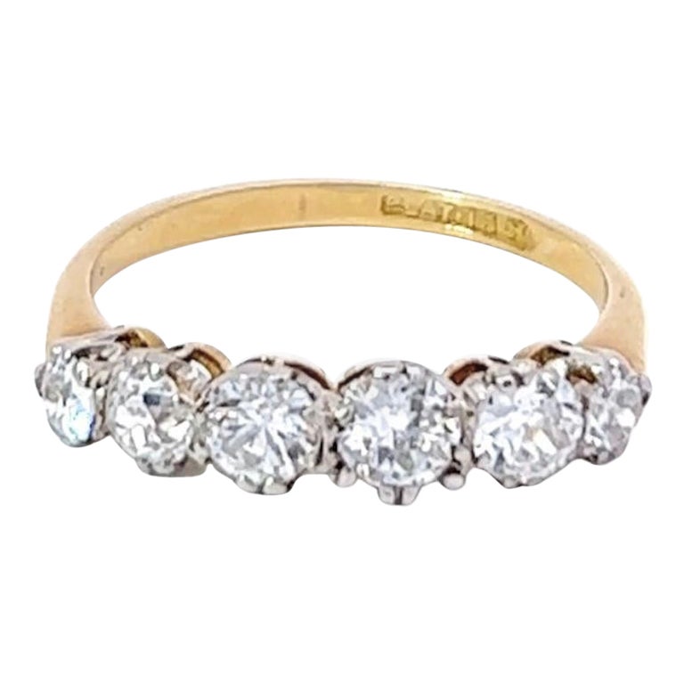 Vintage French Diamond 18 Karat Gold Six Stone Ring at 1stDibs