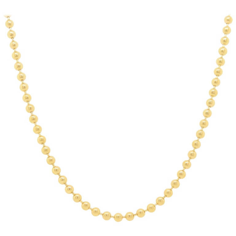 Gold Bead Necklace 14K Yellow Gold Perfect for Layering, Charm Add Ons ...