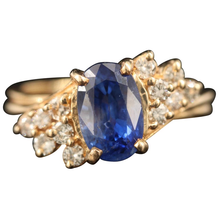 Customizable 18K Gold Sapphire Engagement Ring, Sapphire Wedding Ring ...