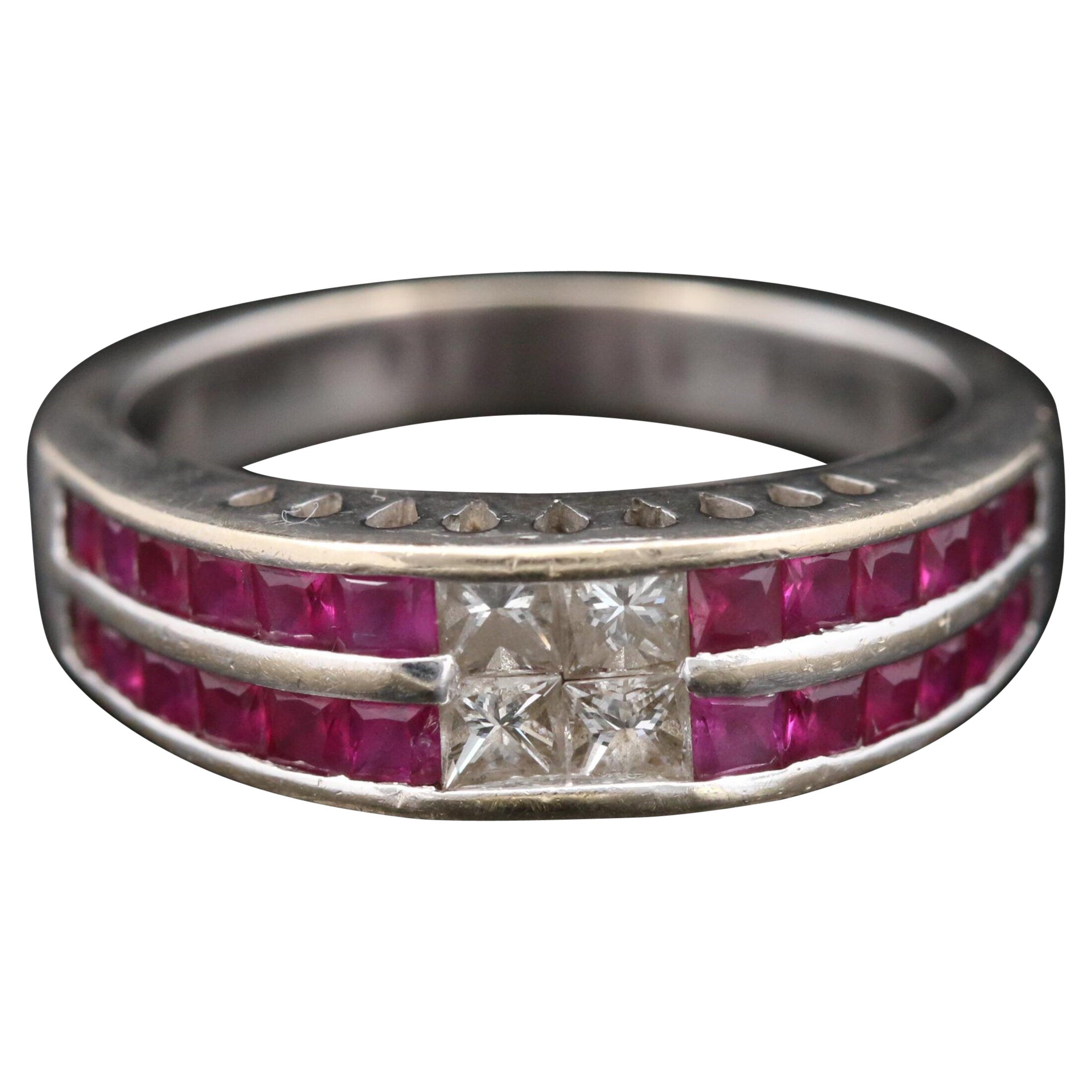 Customizable Three Band Princess Cut Diamond Engagement Ring, Bridal ...