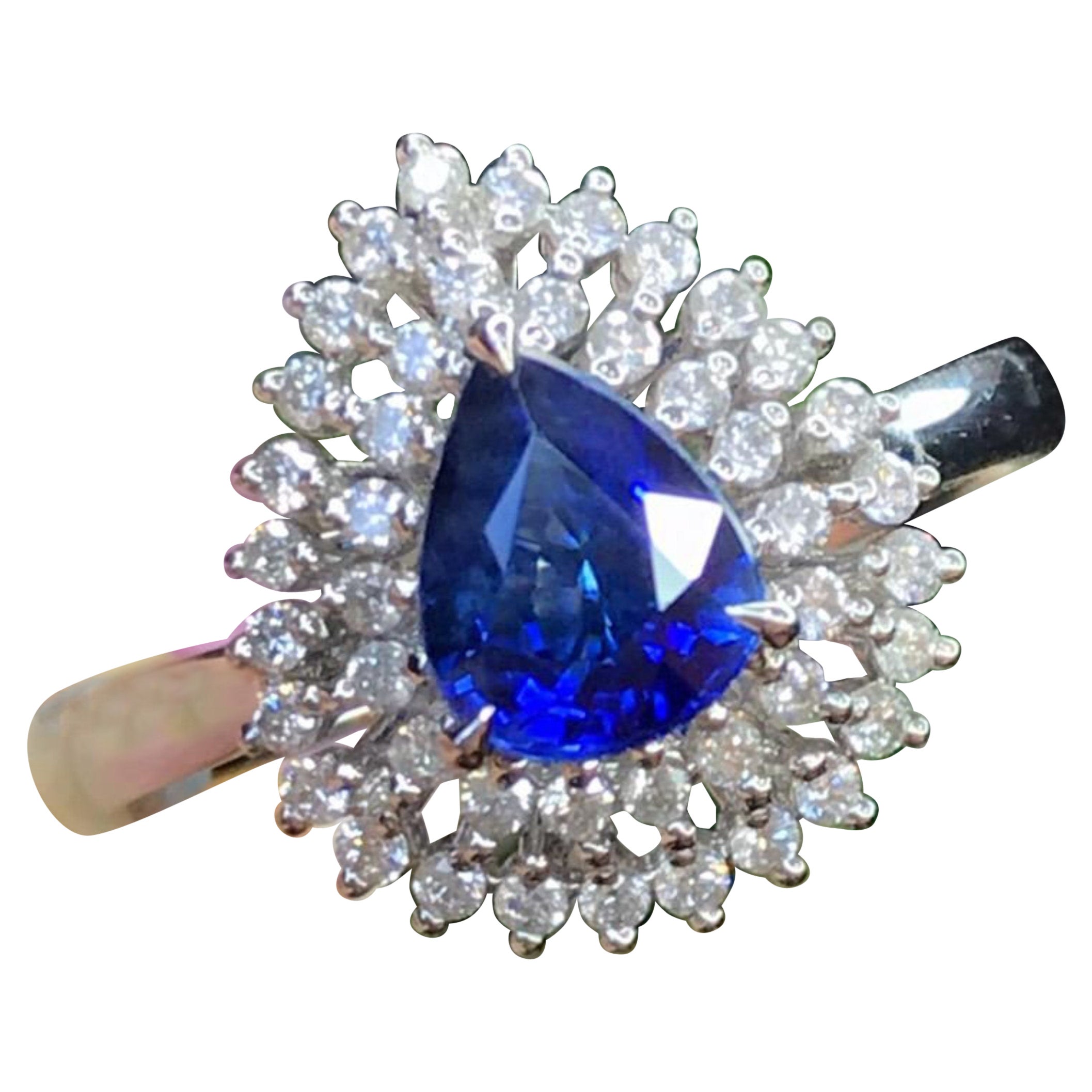 Art Deco Sapphire Diamond Gold Dinner Ring at 1stDibs