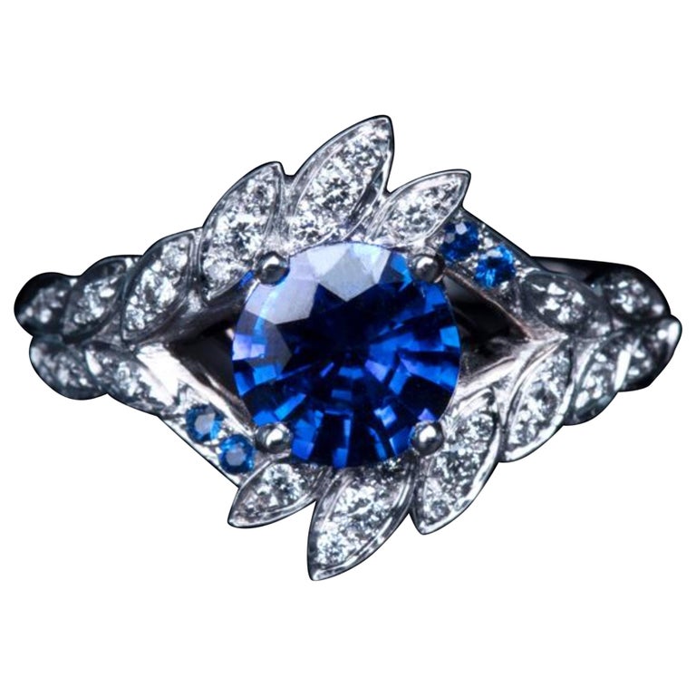 Customizable 18K Gold Sapphire Wedding Ring, Unique Natural Sapphire ...