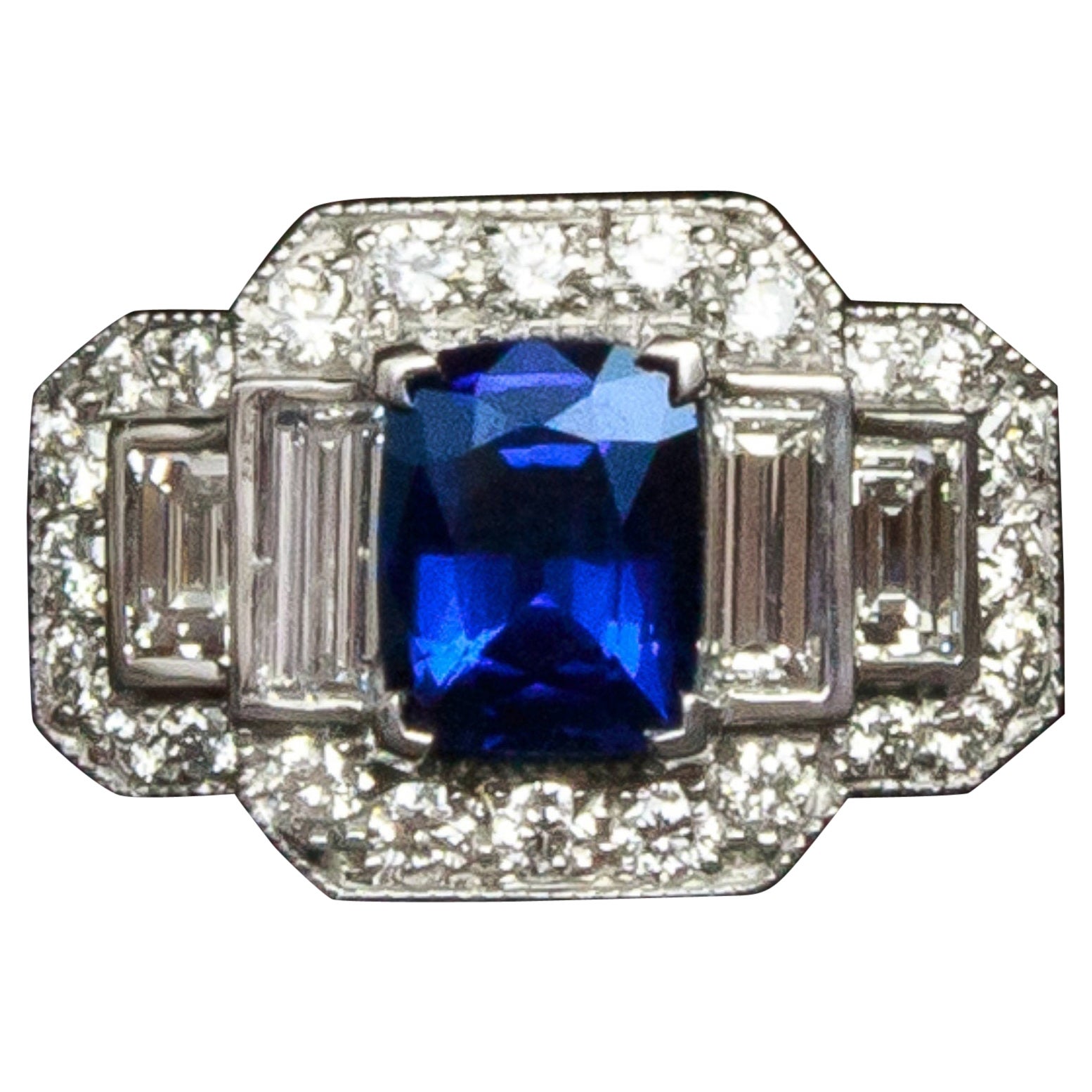 Antique Sapphire Diamond Gold Russian Engagement Ring at 1stDibs