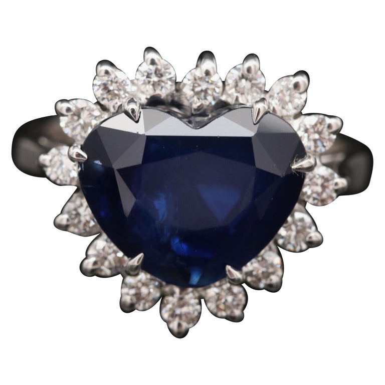 Customizable Vintage Heart Sapphire Engagement Ring, Sapphire Statement ...