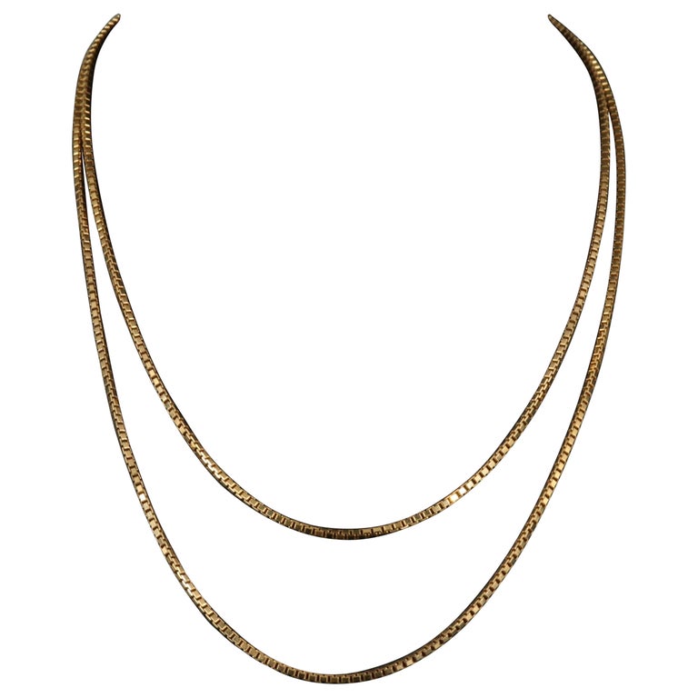 Minimalist 18K Yellow Gold Box Chain Necklace, Gold Chain Necklace For ...