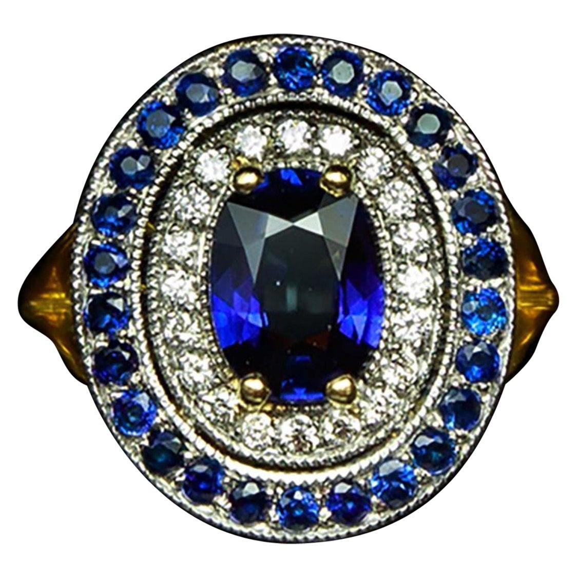 Customizable Sapphire Gold Ring, Natural Sapphire and Diamond ...