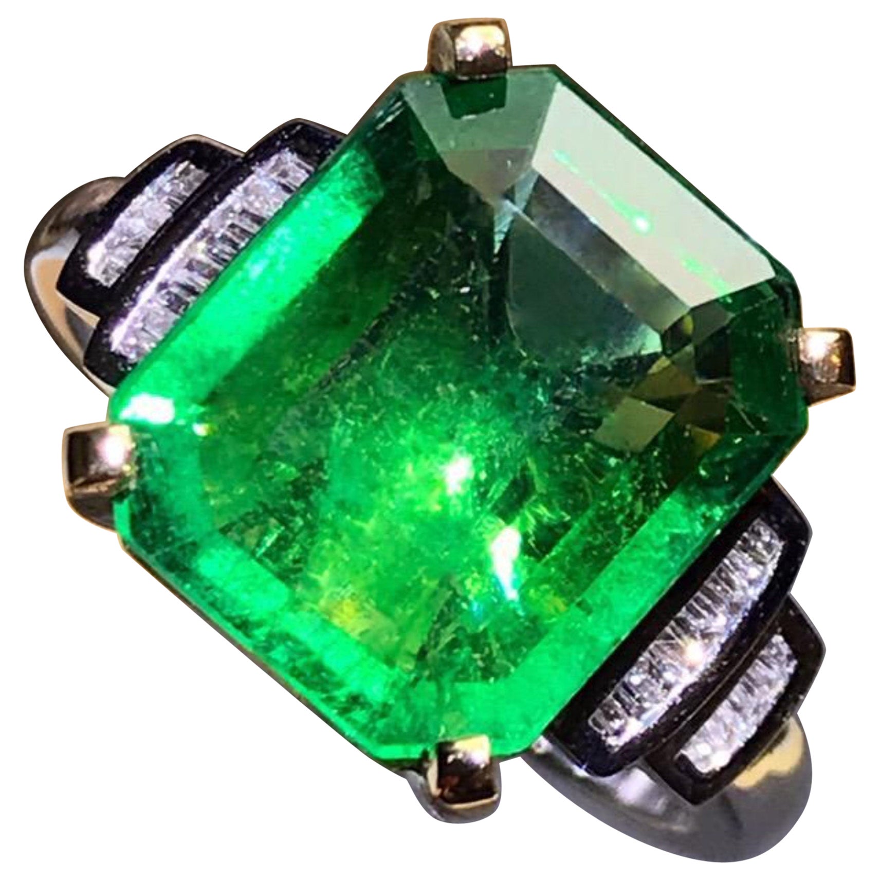 Customizable 4 Carat Natural Emerald Ring White Gold, Natural Emerald ...
