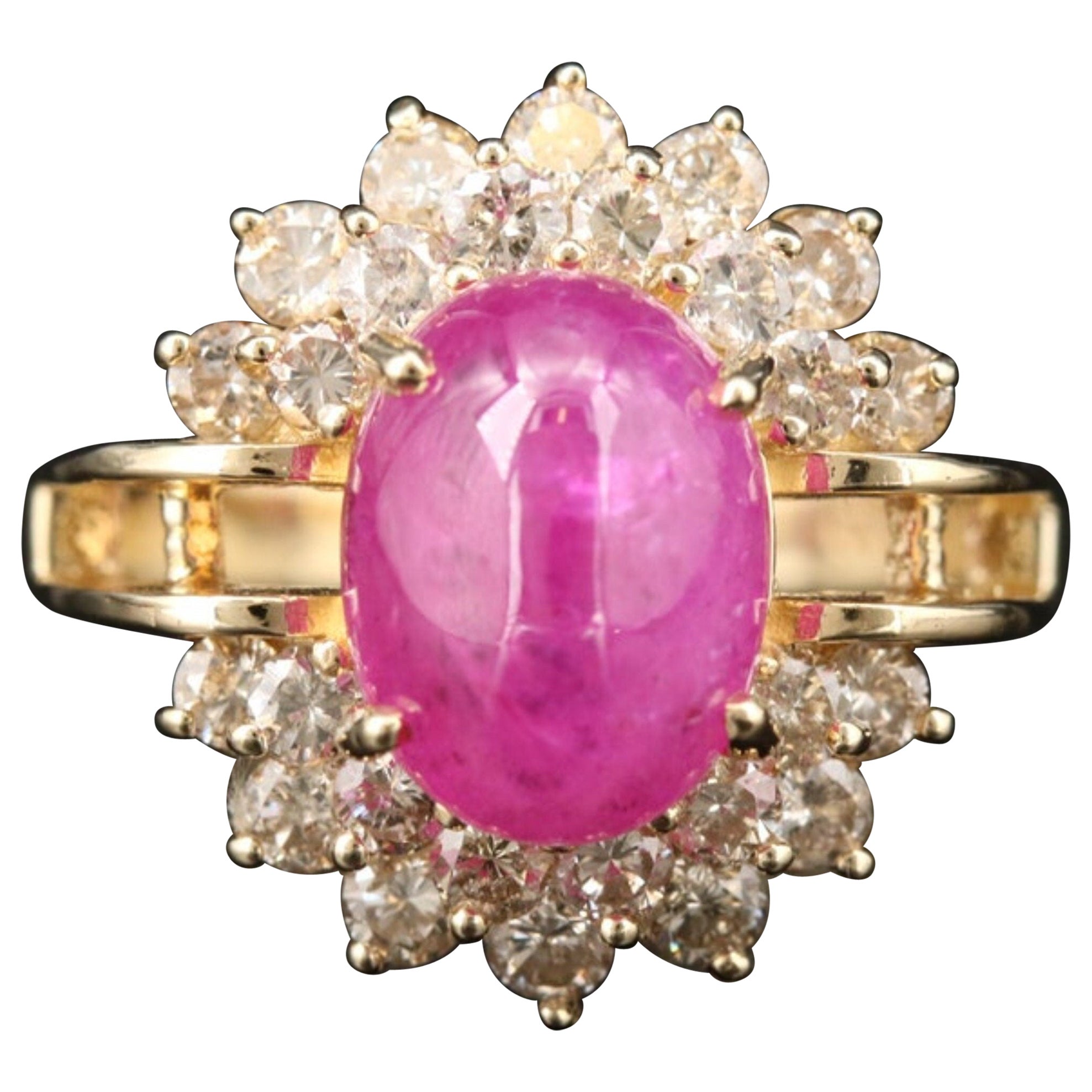 Customizable Halo Ruby Engagement Ring, Vintage Diamonds Engagement ...