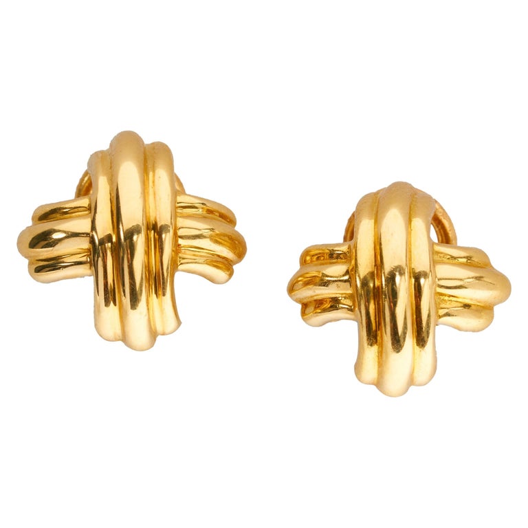 Tiffany and Co. Authentic 18kt Gold "Signature" Earrings For Sale at ...