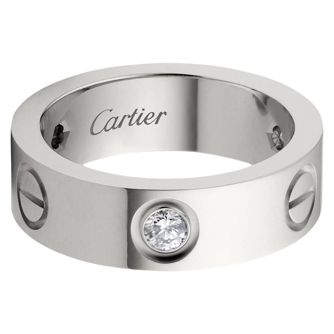 Cartier Love Ring with 3 Diamonds Original Box and Papers For Sale at ...