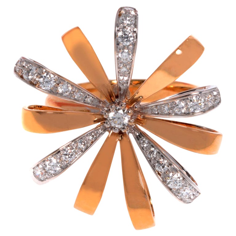 Luca Carati Diamond Cocktail Ring 18K Rose and White Gold 0.59Cttw ...