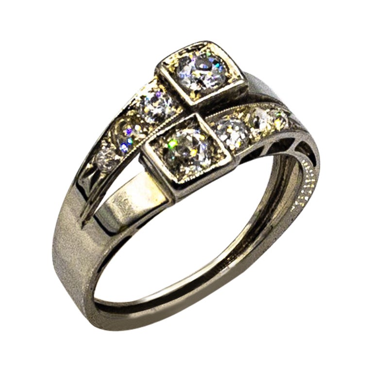 Old European Cut .90 ct Diamond Gold Gentleman's Ring For Sale at 1stDibs