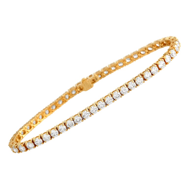 LB Exclusive 18K Yellow Gold 7.68 ct Diamond Tennis Bracelet For Sale ...