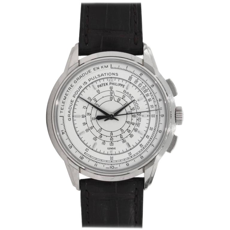 Patek Philippe White Gold Multi-Scale Chronograph Automatic Wristwatch ...