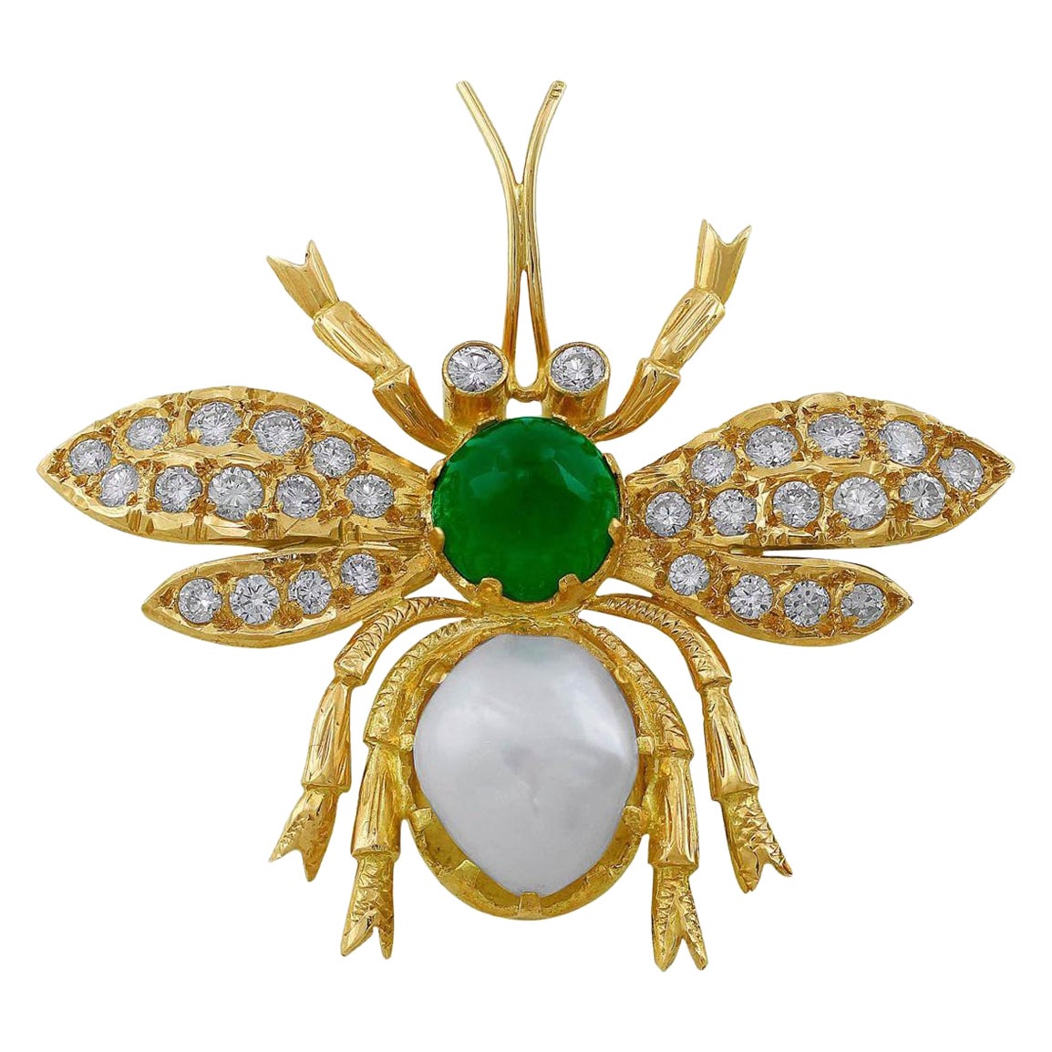 18 Karat Yellow Gold Wasp Brooch For Sale at 1stDibs