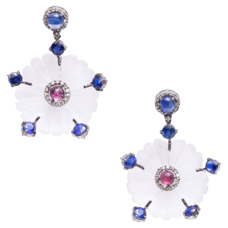 Crystal, Kyanite, Pink Tourmaline and Diamond Dangle Chandelier ...