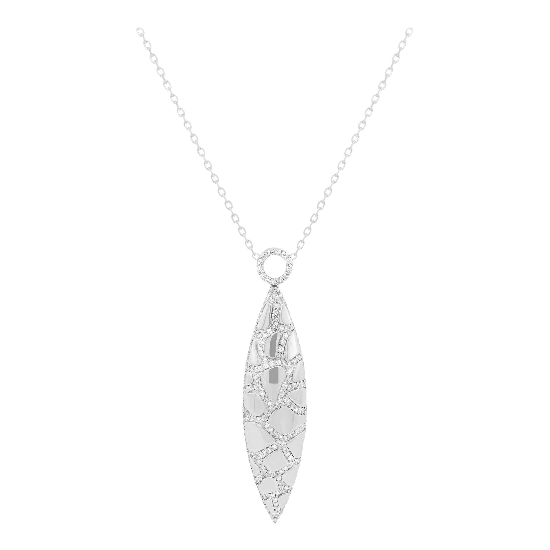 Trendy Baguette Diamond Modern Fashion Open Necklace Pendant 14K White ...