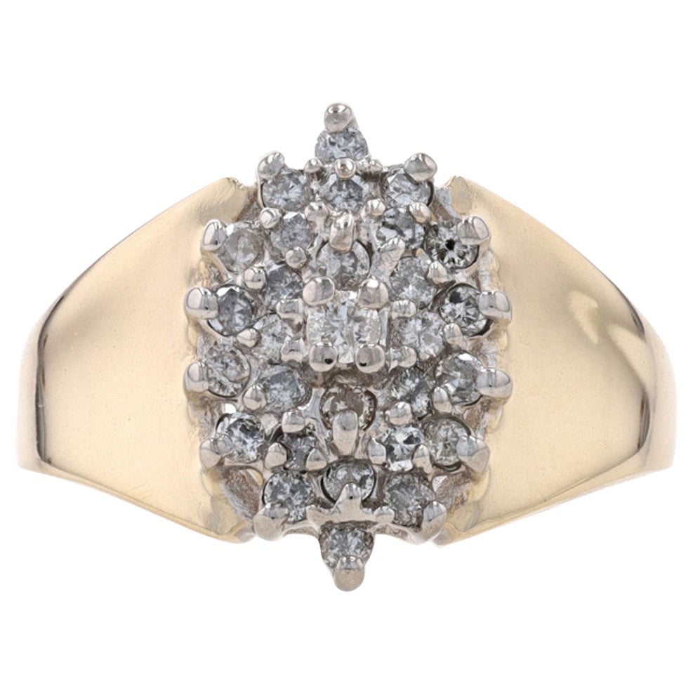 Yellow Gold Diamond Ring 10k Round Brilliant Cluster Bypass For Sale at ...