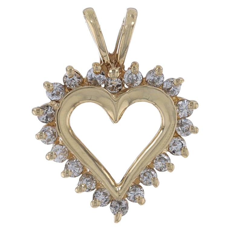 Yellow Gold Diamond Heart Pendant 14k Round Brilliant .30ctw Love For ...