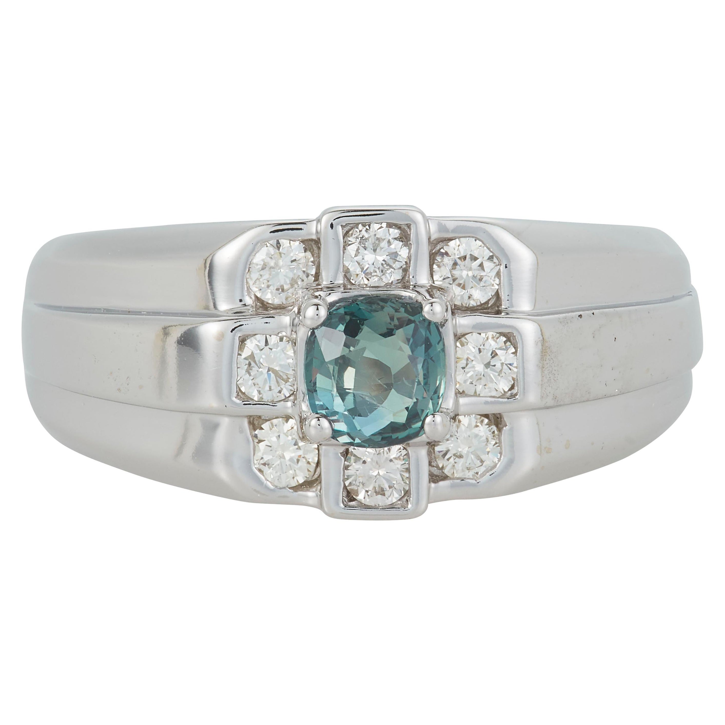 4.53 Carat 14 Karat Gold Color Change Natural Alexandrite Diamond Men's ...