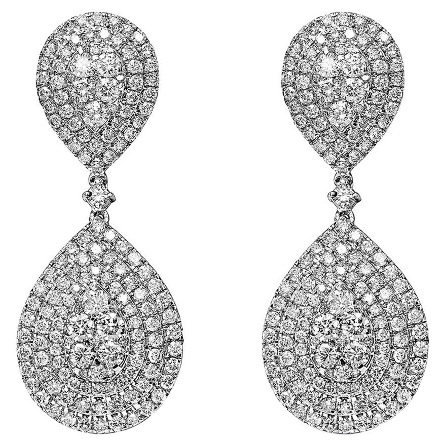 7 Carats Round Brilliant Diamond Tear Drop Earrings Certified For Sale ...