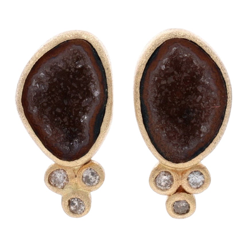 Nina Wynn Lilly Pink Tourmaline and Diamond Stud Earrings Yellow Gold ...