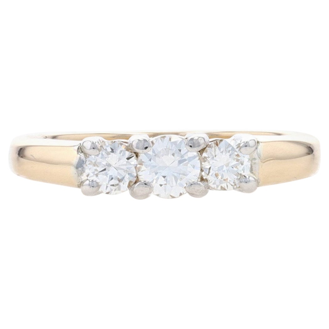 Three-Stone Round Brilliant Cut Diamond Engagement Ring at 1stDibs | 3 ...