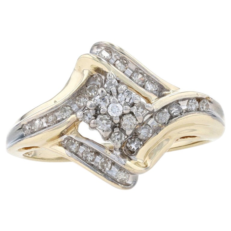 Yellow Gold Diamond Cluster Ring 10k Single Cut .25ctw For Sale at 1stDibs