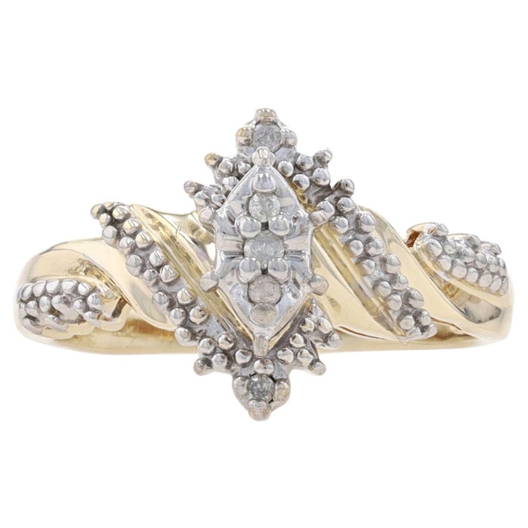 Yellow Gold Diamond Ring 10k Round Brilliant Cluster Bypass For Sale at ...