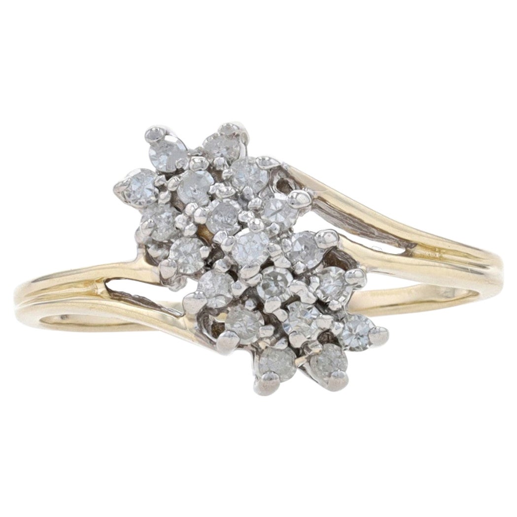 Customizable Yellow Gold Sapphire and Diamond Cluster Bypass Ring, 10k ...