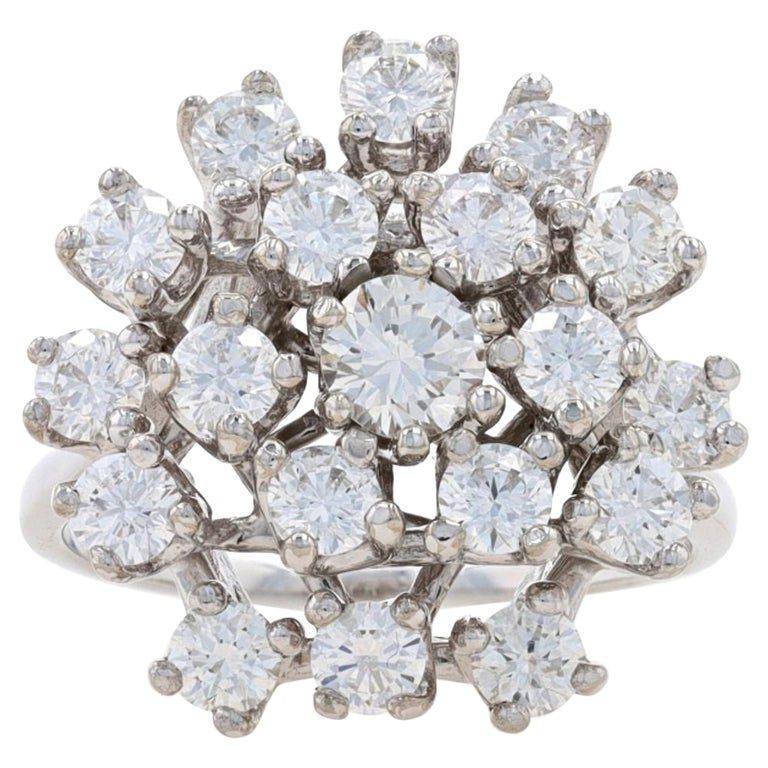 White Gold Diamond Cluster Cocktail Ring 14k Round Brilliant 2.51ctw ...