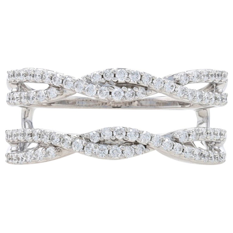White Gold Diamond Enhancer Wedding Band 14k Round .60ctw Twist Wrap ...