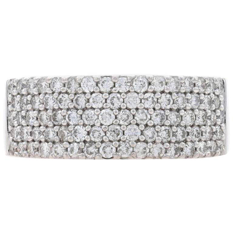 White Gold Diamond Cluster Cocktail Band 14k Round Brilliant 1.00ctw ...